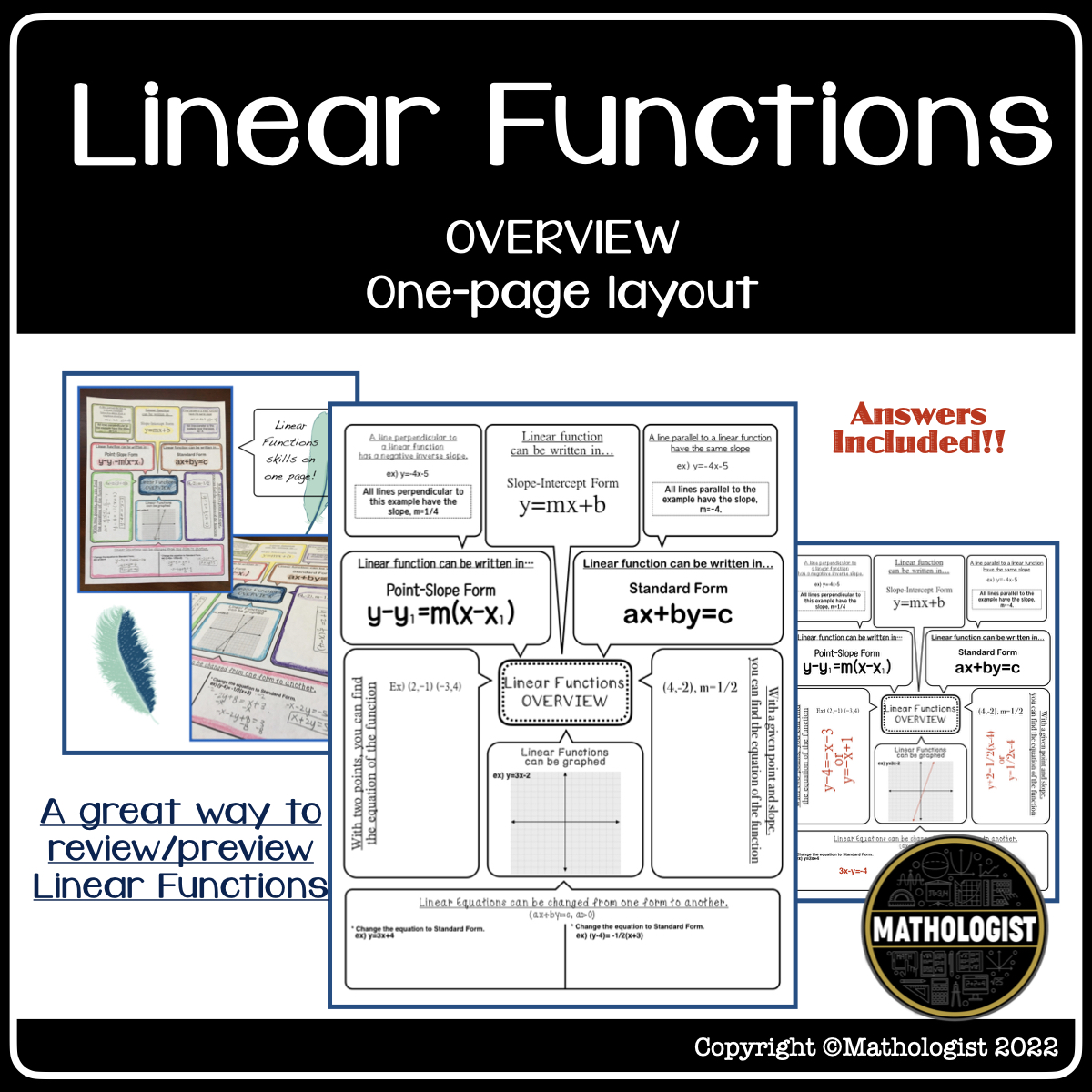 Linear Functions Notes for Preview or Review | Made By Teachers