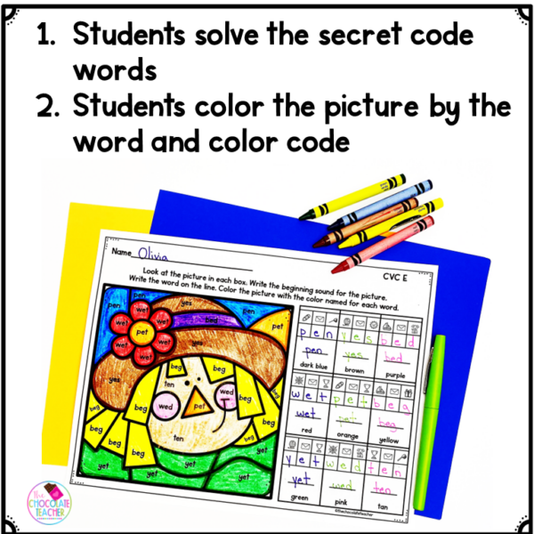 CVC Words Phonics Worksheets - Short Vowels - Color by Code | Made By ...