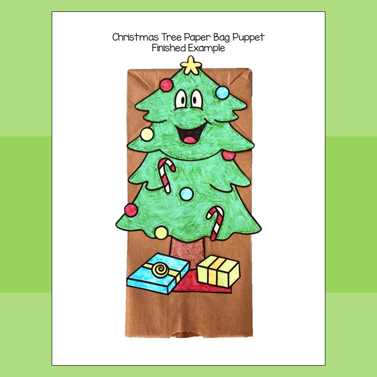 Christmas Tree Paper Bag Puppet | Christmas Craft Activity | Made By ...