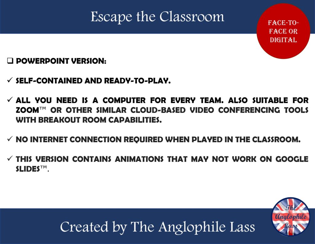 Escape the Classroom | Digital and Classroom Escape room | CEFR B2 ...