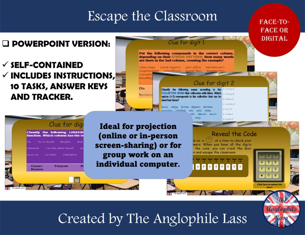 Escape the Classroom | Digital and Classroom Escape room | CEFR B2 ...