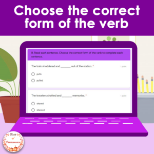 Verb Tenses Assessment for Google Classroom Present Past and Future ...