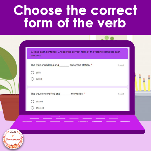 Verb Tenses Assessment for Google Classroom Present Past and Future ...