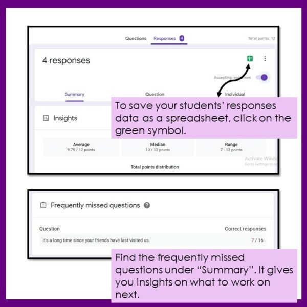 Verb Tenses Assessment for Google Classroom Present Past and Future ...