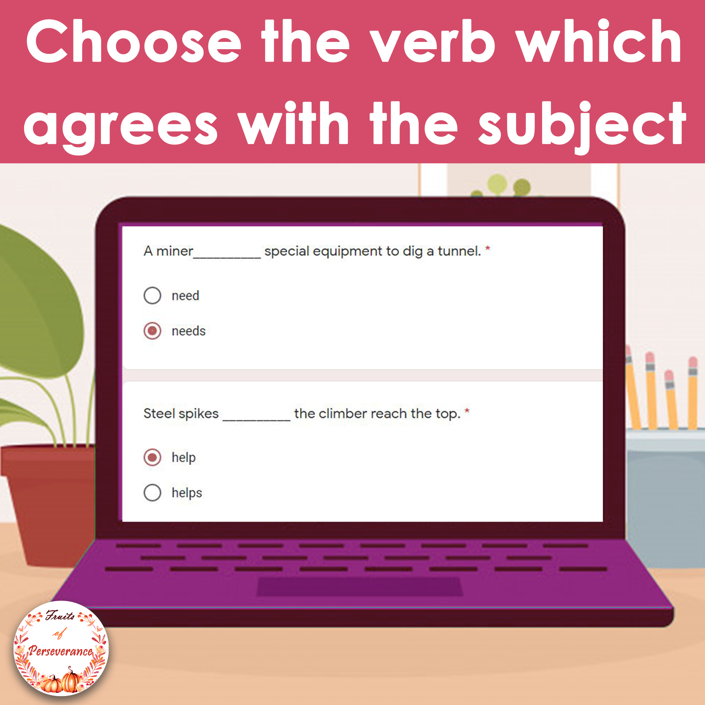 Subject Verb Agreement Assessment for Google Classroom Digital and ...