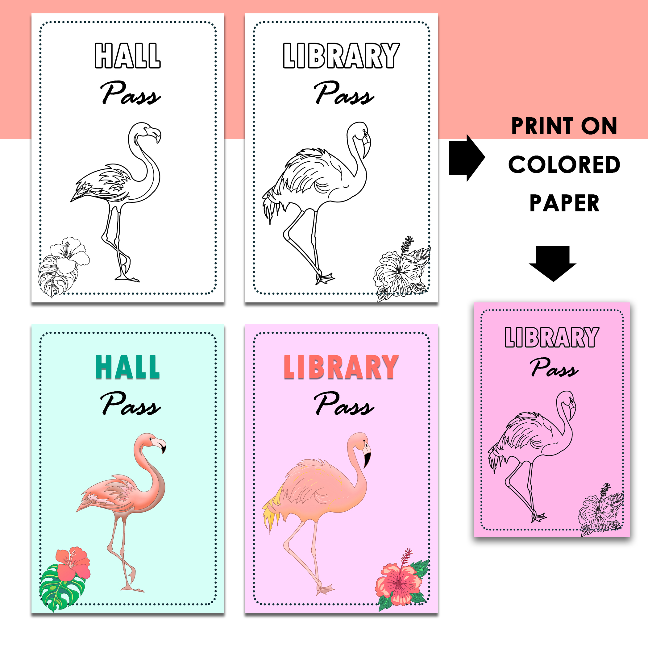 Flamingo Hall and Restroom Passes | Back to School Tropical Classroom ...