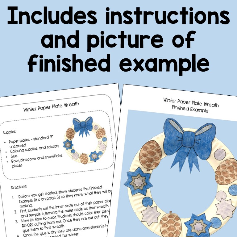 Winter Wreath Activity Fun Paper Plate Craft | Made By Teachers