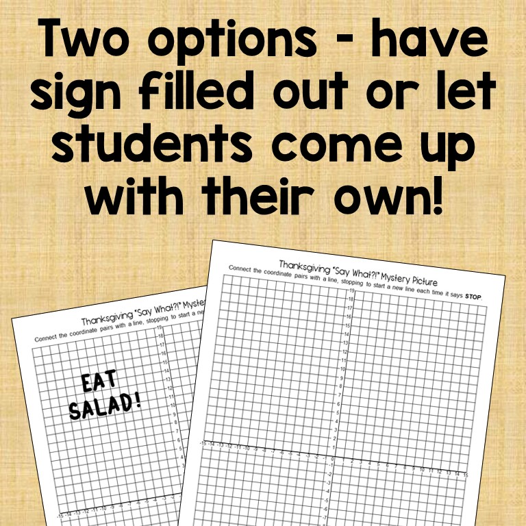 Thanksgiving Coordinate Plane Graphing Picture Four Quadrant - Say What ...