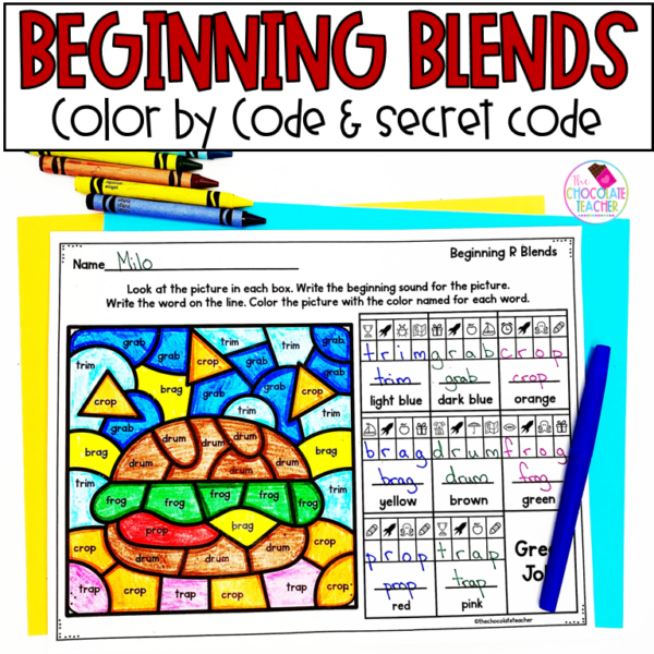 Beginning Blends - Phonics Worksheets - Short Vowels - Color by Code ...