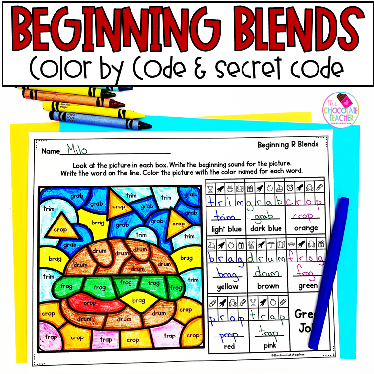 Beginning Blends - Phonics Worksheets - Short Vowels - Color by Code ...