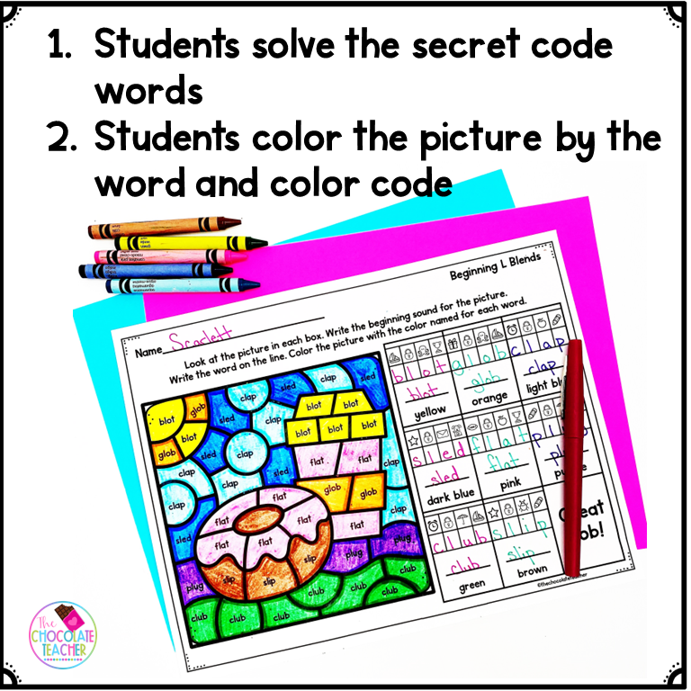 Beginning Blends - Phonics Worksheets - Short Vowels - Color by Code ...