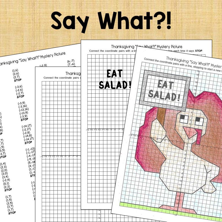 Funny Thanksgiving Coordinate Plane Four Quadrant Mystery Graphing ...