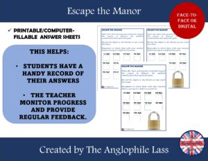 ELA Escape room | Printable and digital | CEFR C1 | Grade 11-12 | Made ...
