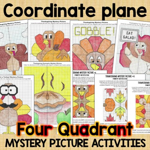 Thanksgiving Mystery Graphing Picture Activities in Four Quadrants ...