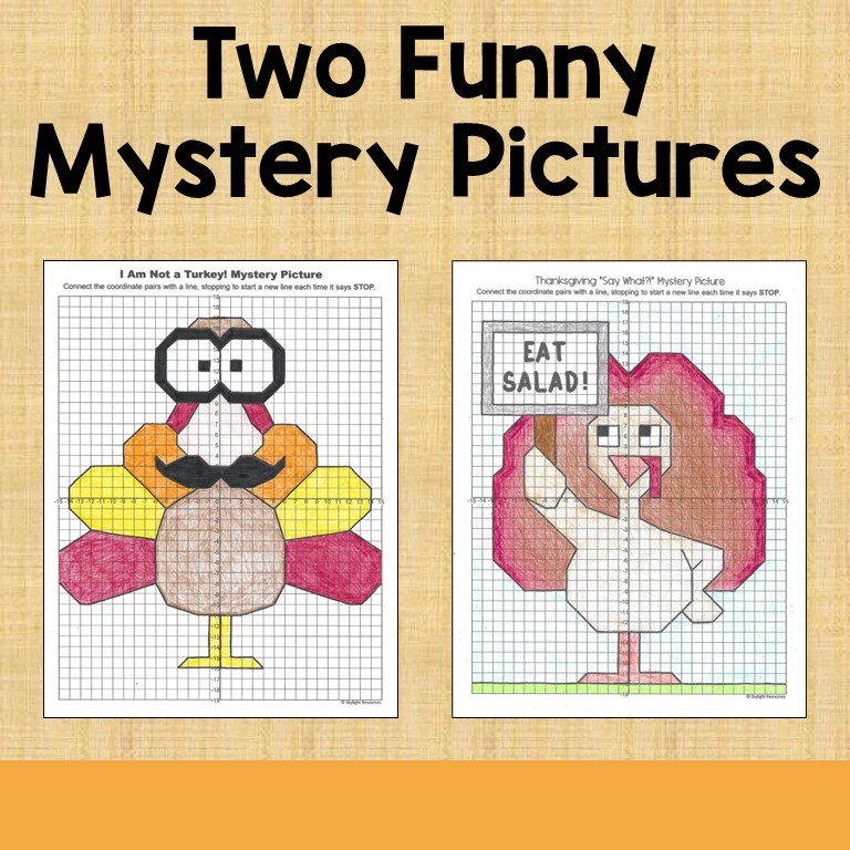 Thanksgiving Mystery Graphing Picture Activities in Four Quadrants ...