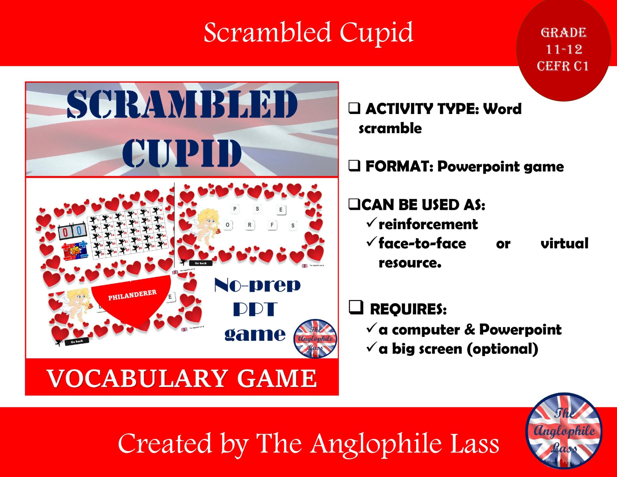Valentine's day vocabulary game | Digital unscramble| Grade 11 - 12 ...
