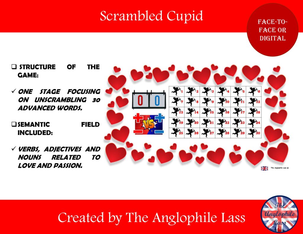 Valentine's day vocabulary game | Digital unscramble| Grade 11 - 12 ...