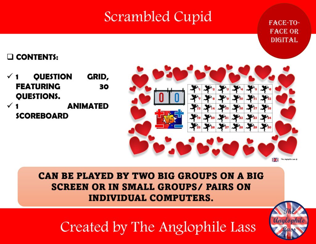 Valentine's day vocabulary game | Digital unscramble| Grade 11 - 12 ...