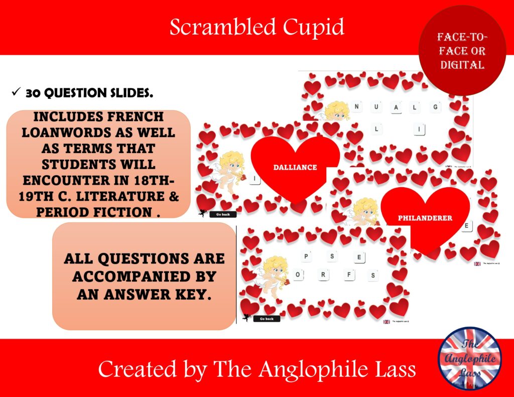Valentine's day vocabulary game | Digital unscramble| Grade 11 - 12 ...