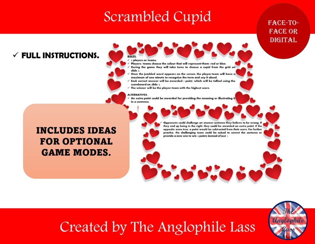 Valentine's day vocabulary game | Digital unscramble| Grade 11 - 12 ...