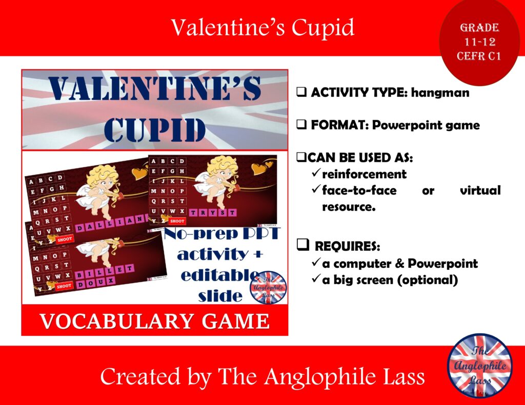 Valentine's Day Vocabulary | Cupid hangman | Grade 11 - 12 | CEFR C1 ...