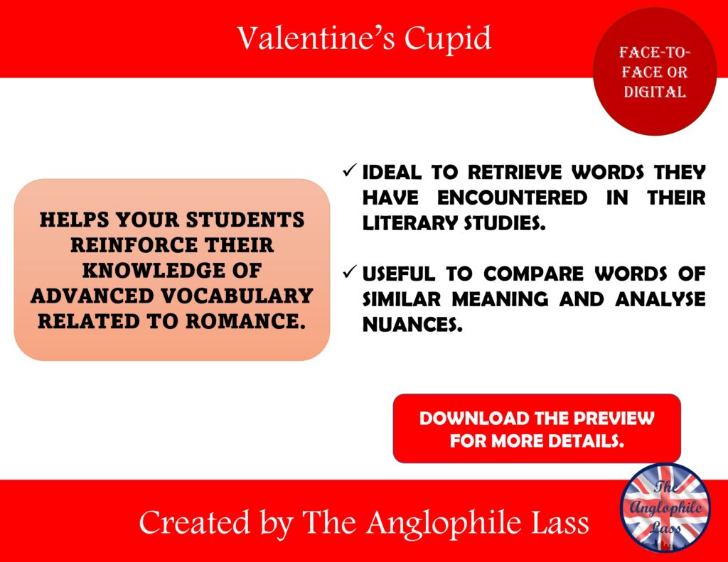 Valentine's Day Vocabulary | Cupid hangman | Grade 11 - 12 | CEFR C1 ...