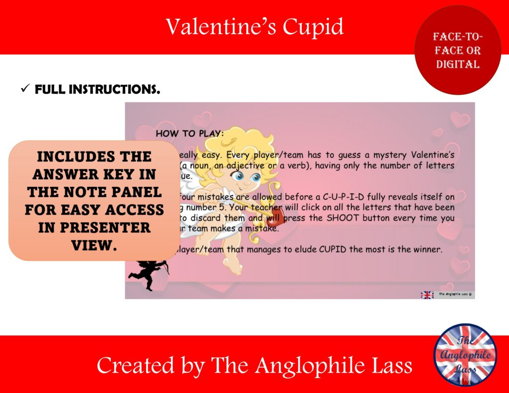 Valentine's Day Vocabulary | Cupid hangman | Grade 11 - 12 | CEFR C1 ...