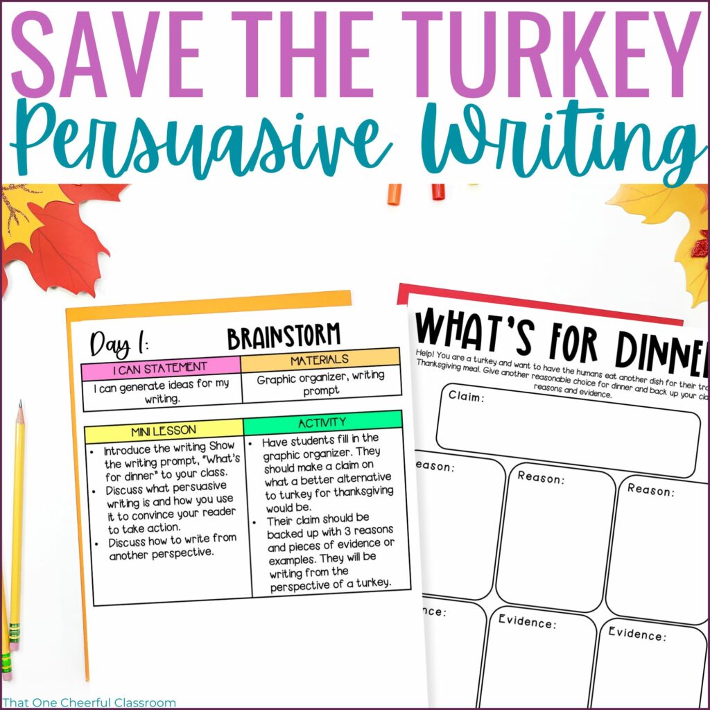 Thanksgiving Persuasive Writing Project Save the Turkey | Made By Teachers