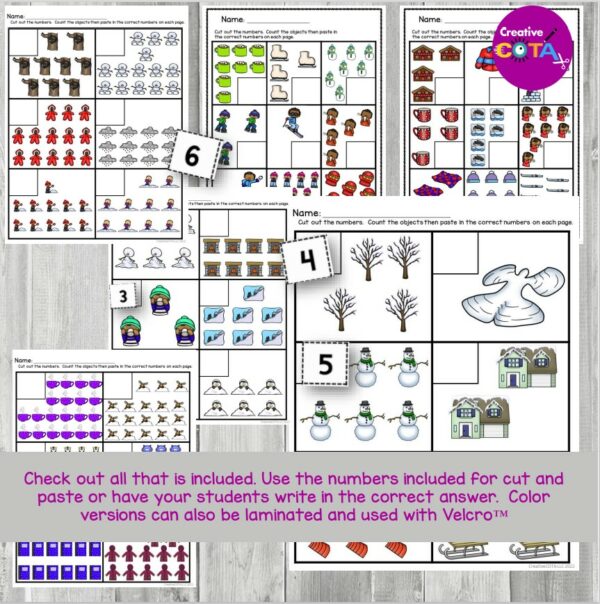No Prep Winter Math Cut and Paste Worksheets Numbers 1-20 | Made By ...