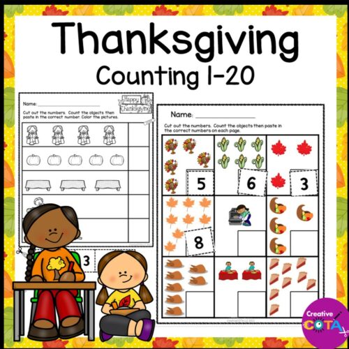 No Prep Thanksgiving Math Worksheets Numbers 1-20 | Made By Teachers