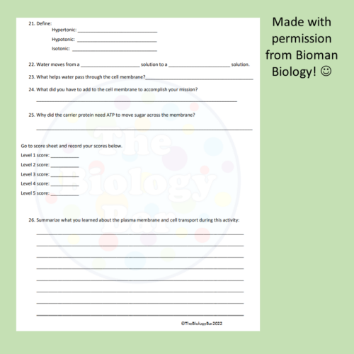 Bioman Simulation Cell Transport & Cell Membrane | Made By Teachers