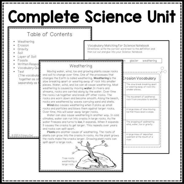 Changes to Earth's Land Weathering Erosion Soil and Fossils Science ...