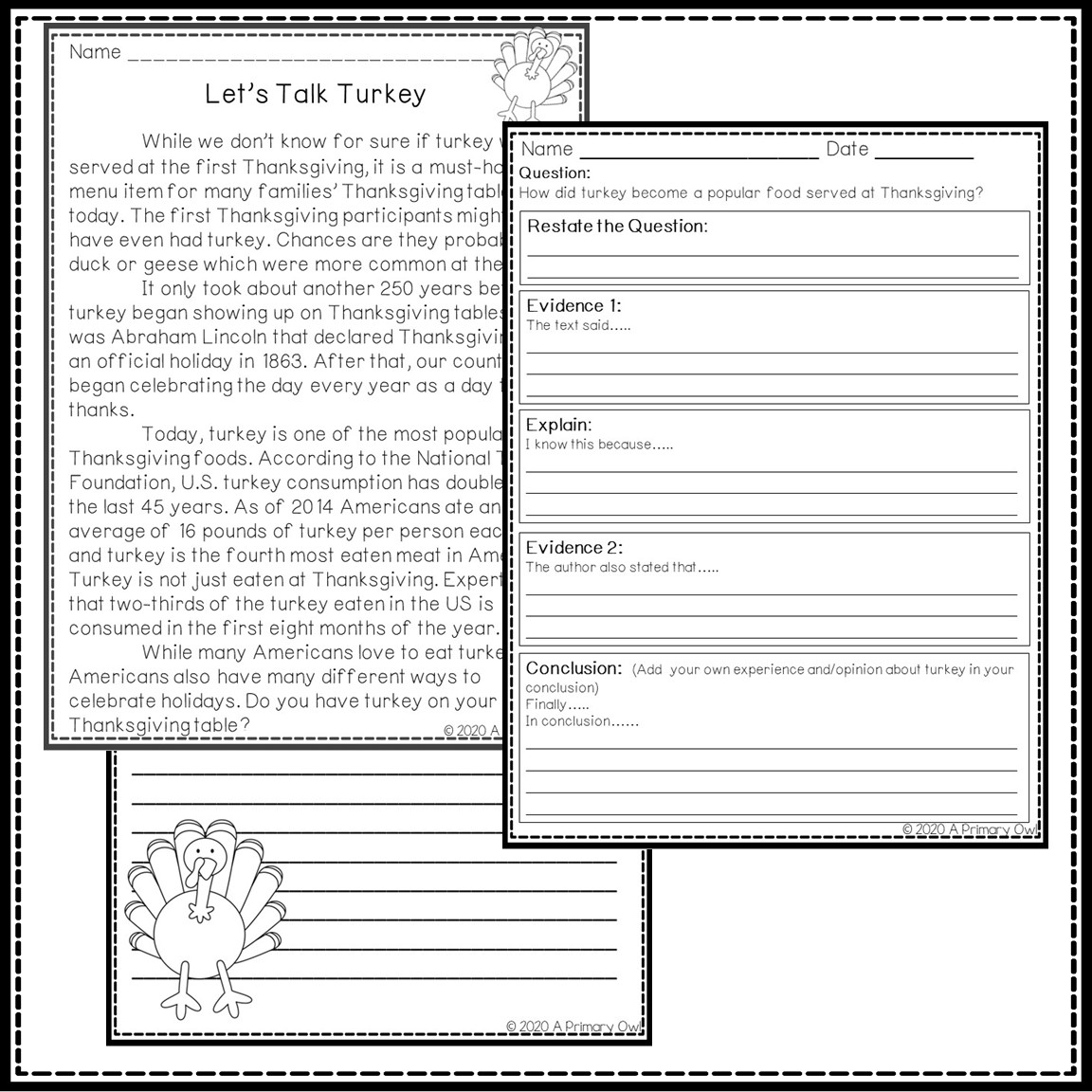 Turkey Informational Text Document with Document Based Writing | Made ...