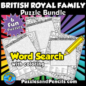 British Royal Family Word Search Activity Page BUNDLE | 6 Puzzles ...
