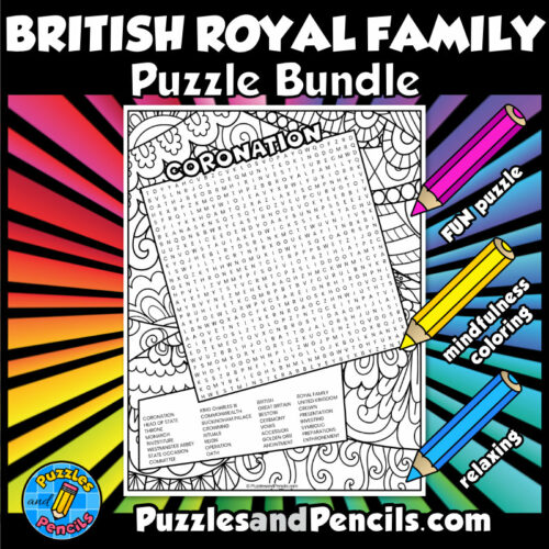 British Royal Family Word Search Activity Page BUNDLE | 6 Puzzles ...