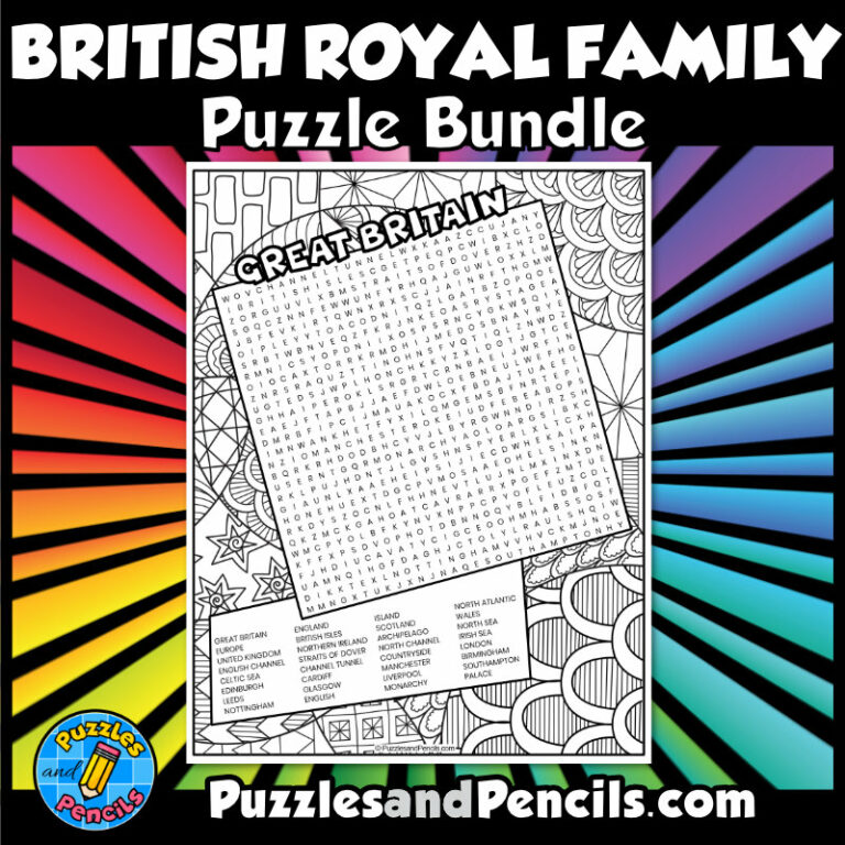 British Royal Family Word Search Activity Page BUNDLE | 6 Puzzles ...
