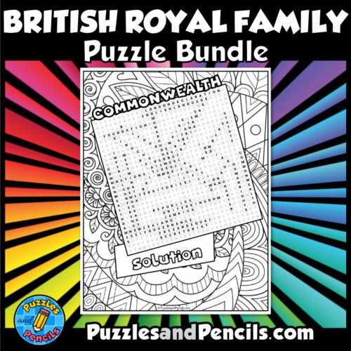 British Royal Family Word Search Activity Page BUNDLE | 6 Puzzles ...