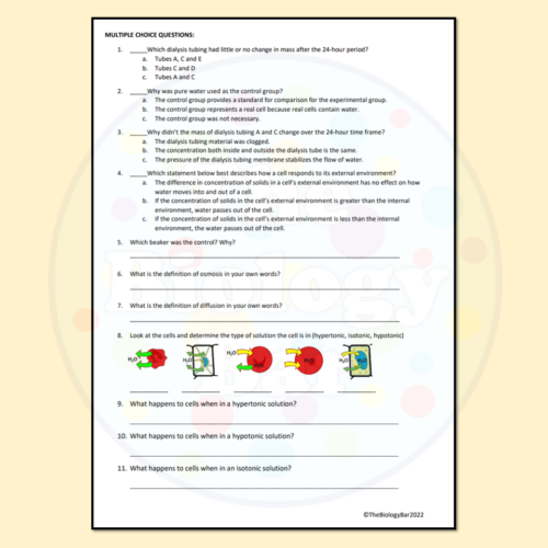 Osmosis Homeostasis Virtual Lab | Made By Teachers