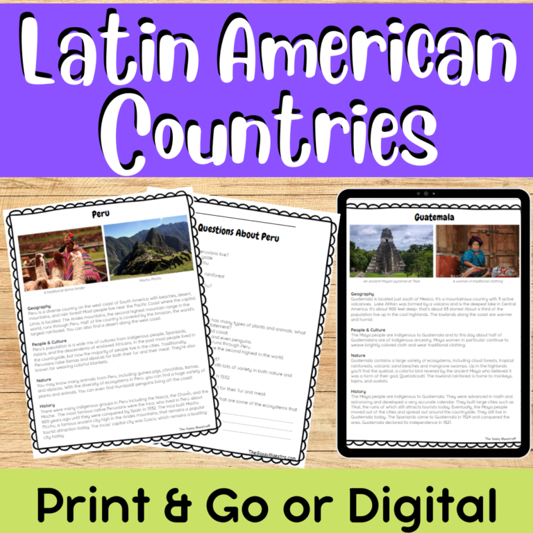 Latin American Countries and People Paises y figuras latinos Bilingual ...