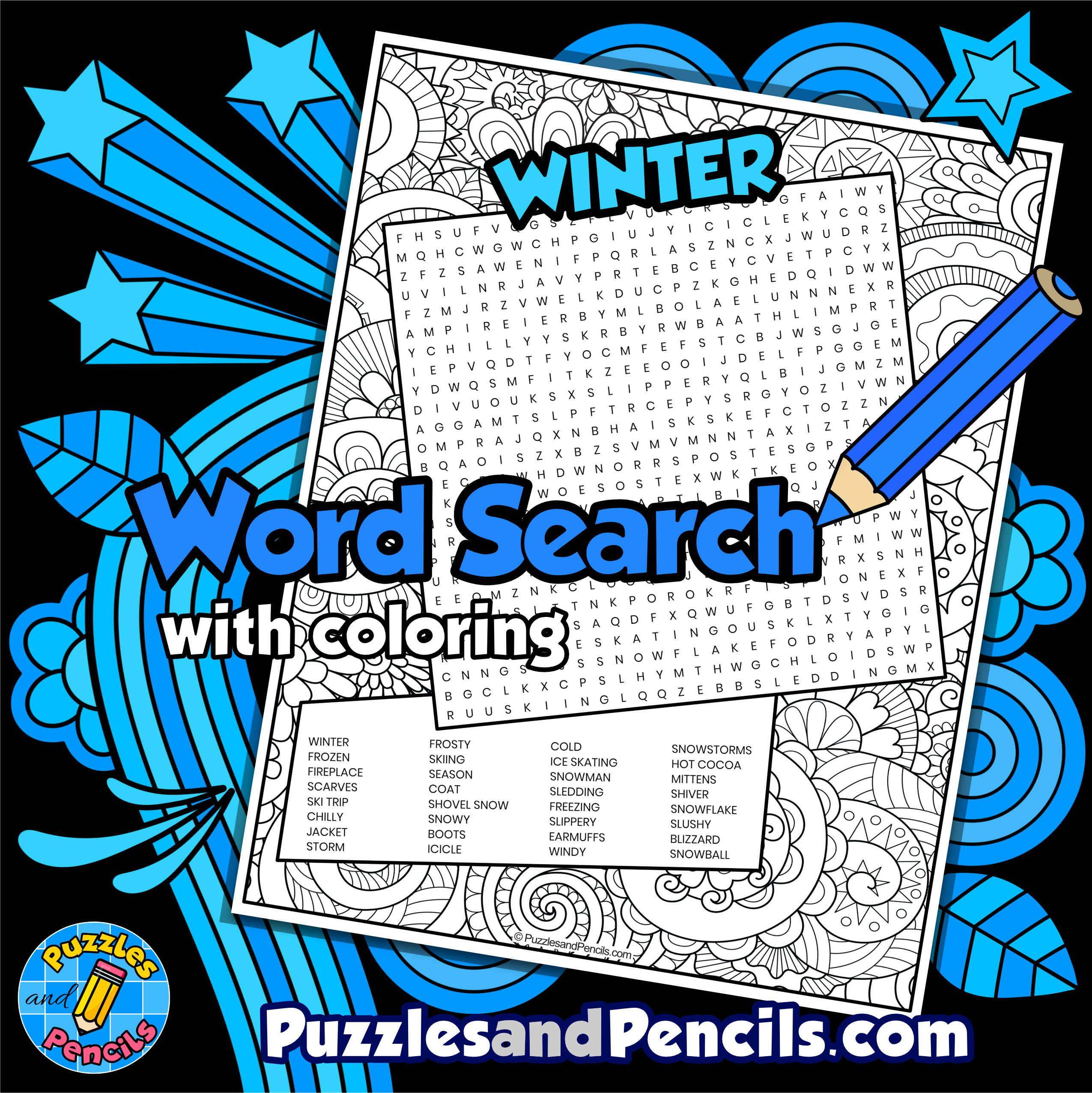 Winter Word Search Puzzle Activity Page with Coloring | Seasons - Made ...