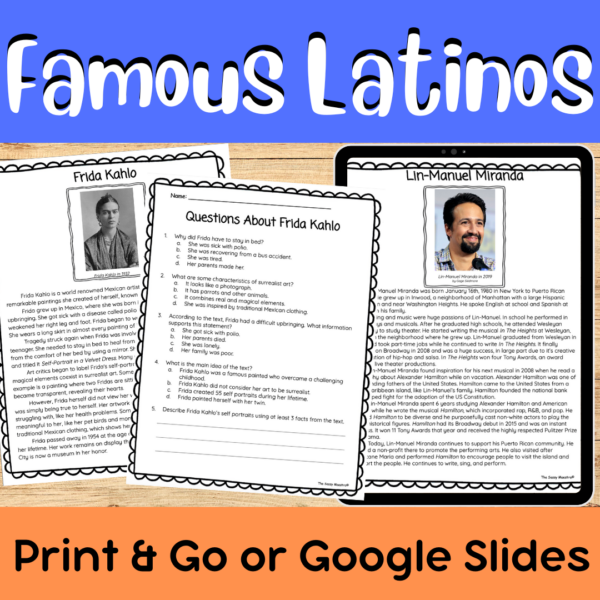 Famous Latinos Reading Passages English & Spanish Bilingual Bundle ...