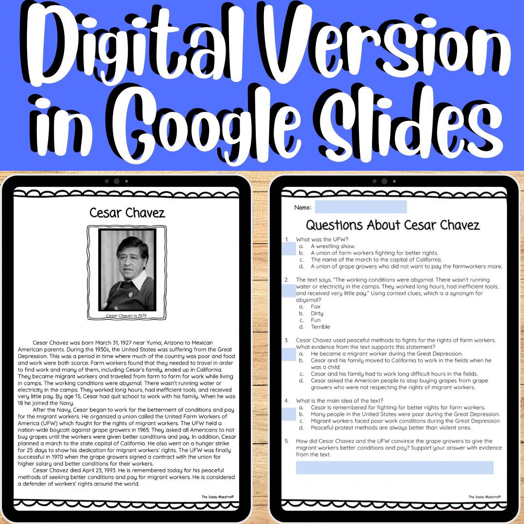 Informative Reading Passages Famous Latinos Print & Digital with ...