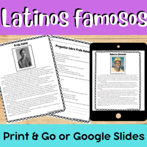Famous Latinos Reading Passages English & Spanish Bilingual Bundle ...