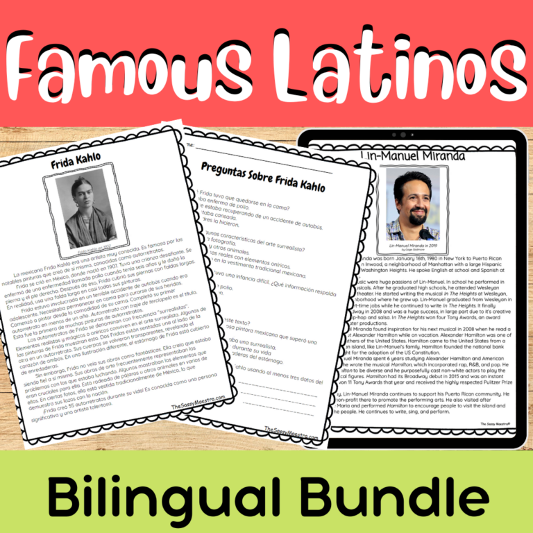 Famous Latinos Reading Passages English & Spanish Bilingual Bundle ...