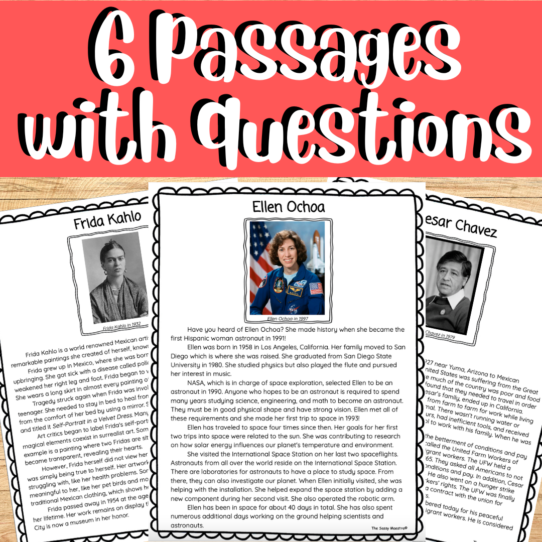 Famous Latinos Reading Passages English & Spanish Bilingual Bundle ...