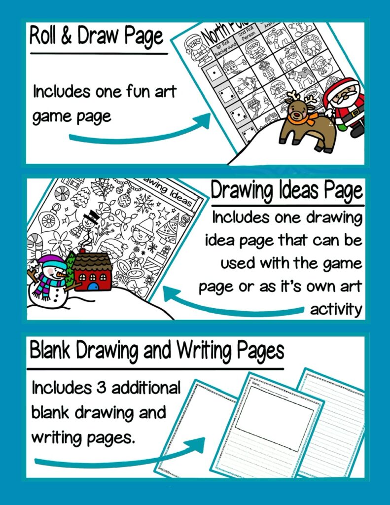 Roll a Christmas North Pole Landscape Roll and Draw Art Game Sub Lesson ...