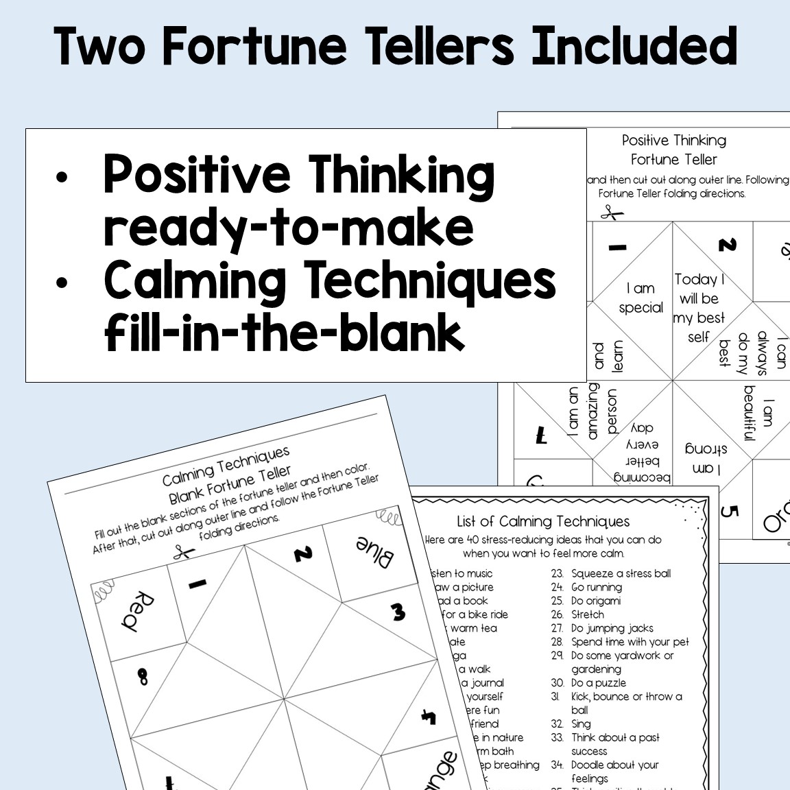 Mental Health Fortune Tellers Cootie Catcher Activity | Made By Teachers