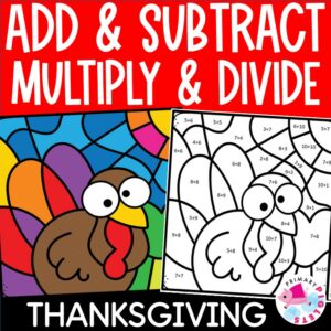 Thanksgiving Color by Number Math Facts | Made By Teachers