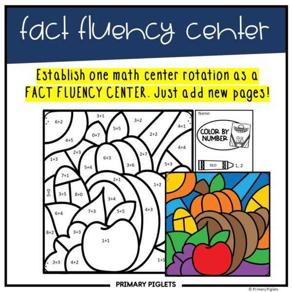 Thanksgiving Color by Number Math Facts | Made By Teachers