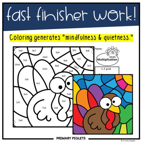Thanksgiving Color by Number Math Facts - Made By Teachers
